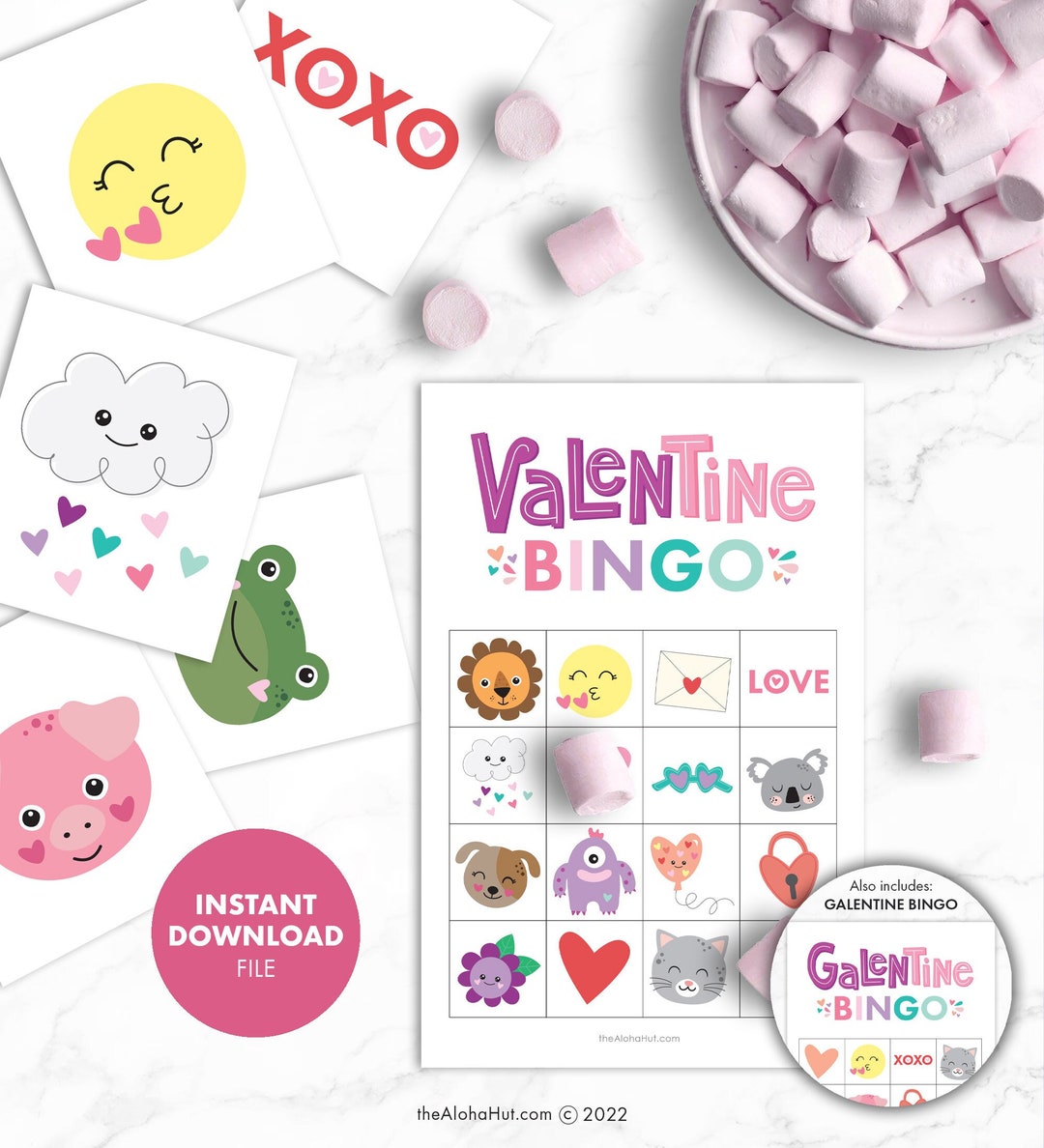 VALENTINE'S DAY Bingo Game Kids Party Classroom Toddler Preschool ...
