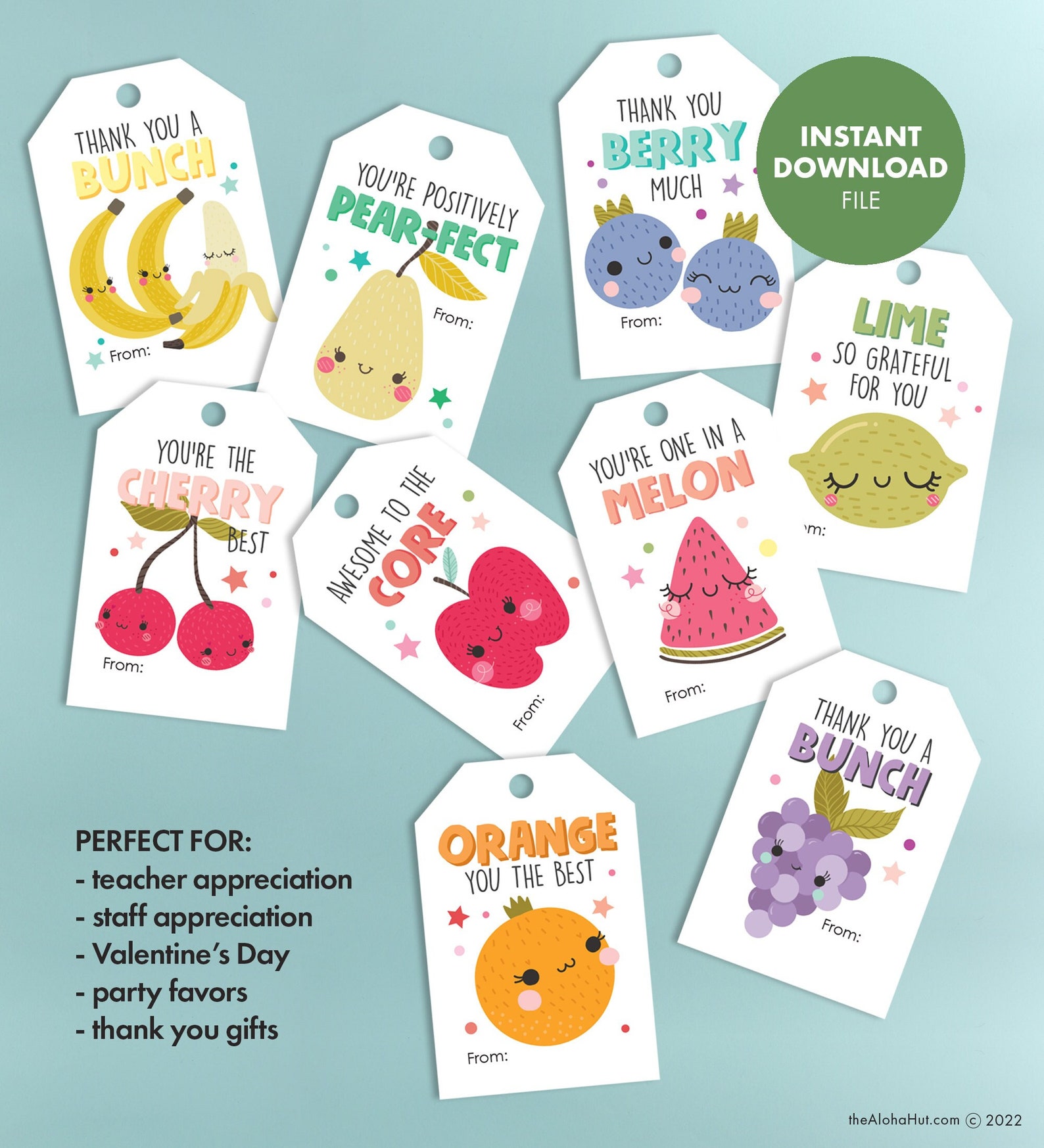 Fruit TEACHER APPRECIATION Tags Party Favors Thank You - Etsy