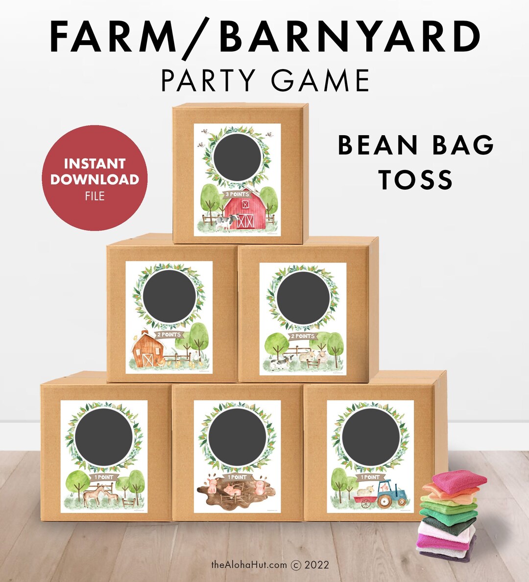 FARM ANIMAL Barnyard Kids Birthday Party Bean Bag Toss Game Party Games ...