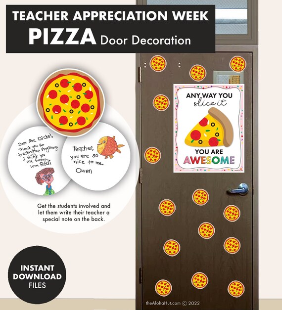 PIZZA Theme Door Decoration Thank You Teacher Appreciation | Etsy