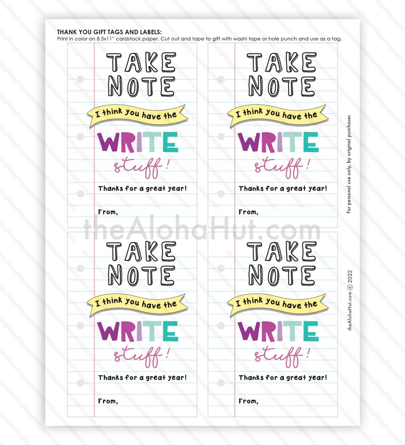 TEACHER APPRECIATION Gift Tag Thank You Teacher Printable | Etsy