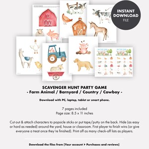 FARM Animal Birthday PARTY GAME Scavenger Hunt Kids Birthday Party ...