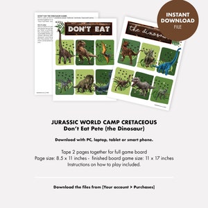 JURASSIC WORLD Kids Birthday Party Game Don't Eat Pete Game Camp ...