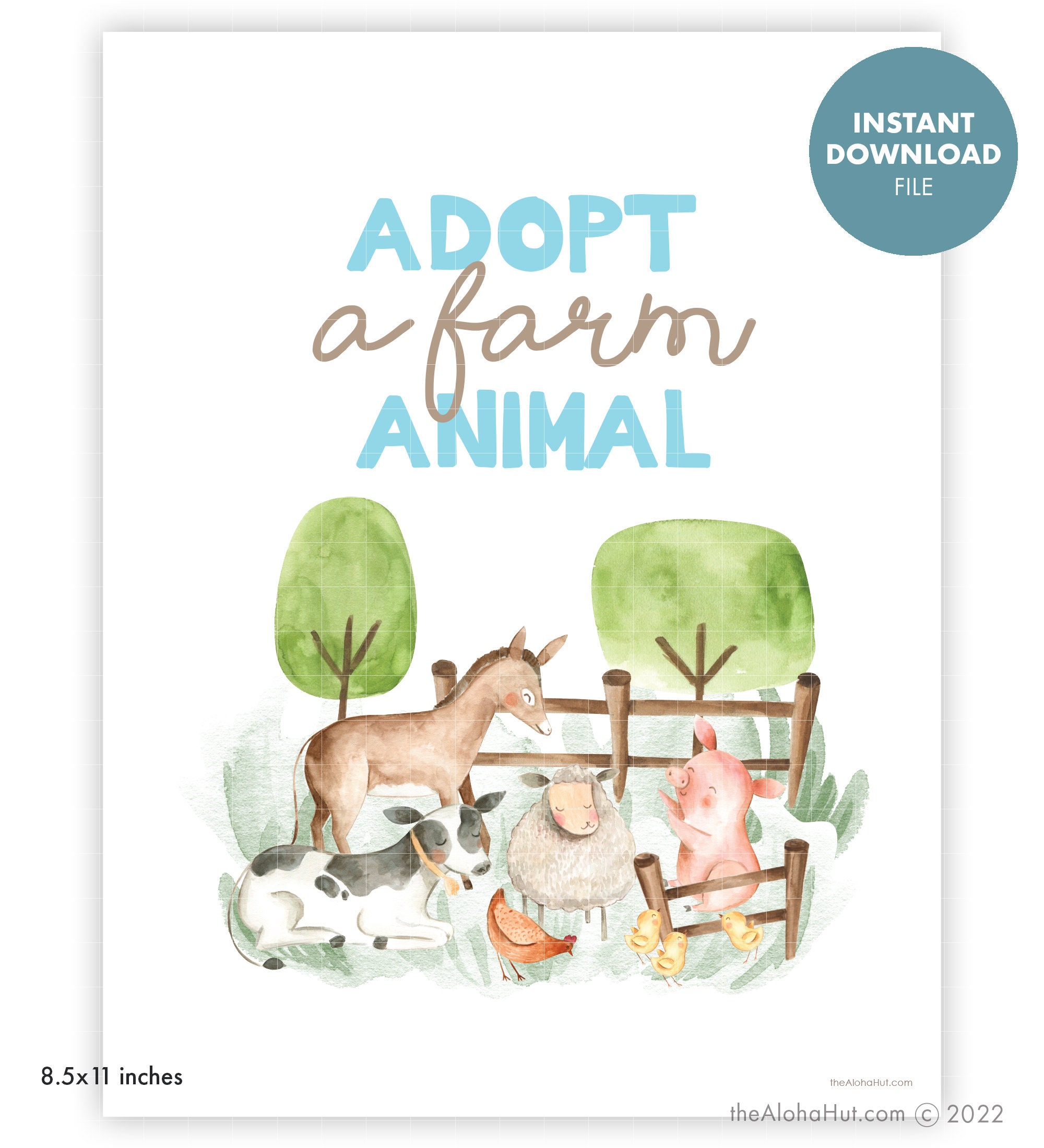 FARM ANIMAL Party Sign Adopt a Pet Activity Game Kids Birthday - Etsy