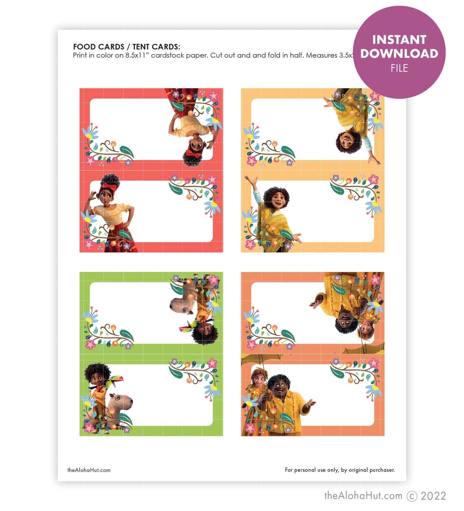 ENCANTO Party Food Labels Cards Kids Birthday Decorations - Etsy