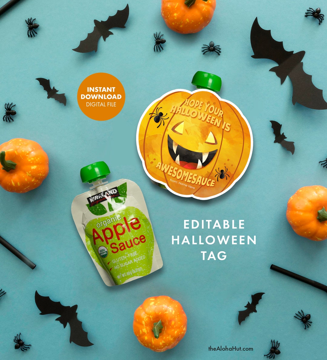 EDITABLE Halloween Gift Tag APPLESAUCE Halloween Printable Classroom ...