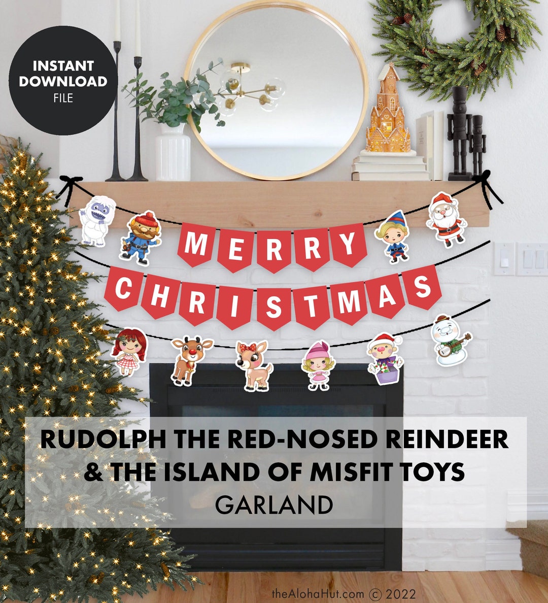 RUDOLPH CHRISTMAS Garland Banner Digital Download Printable - Etsy