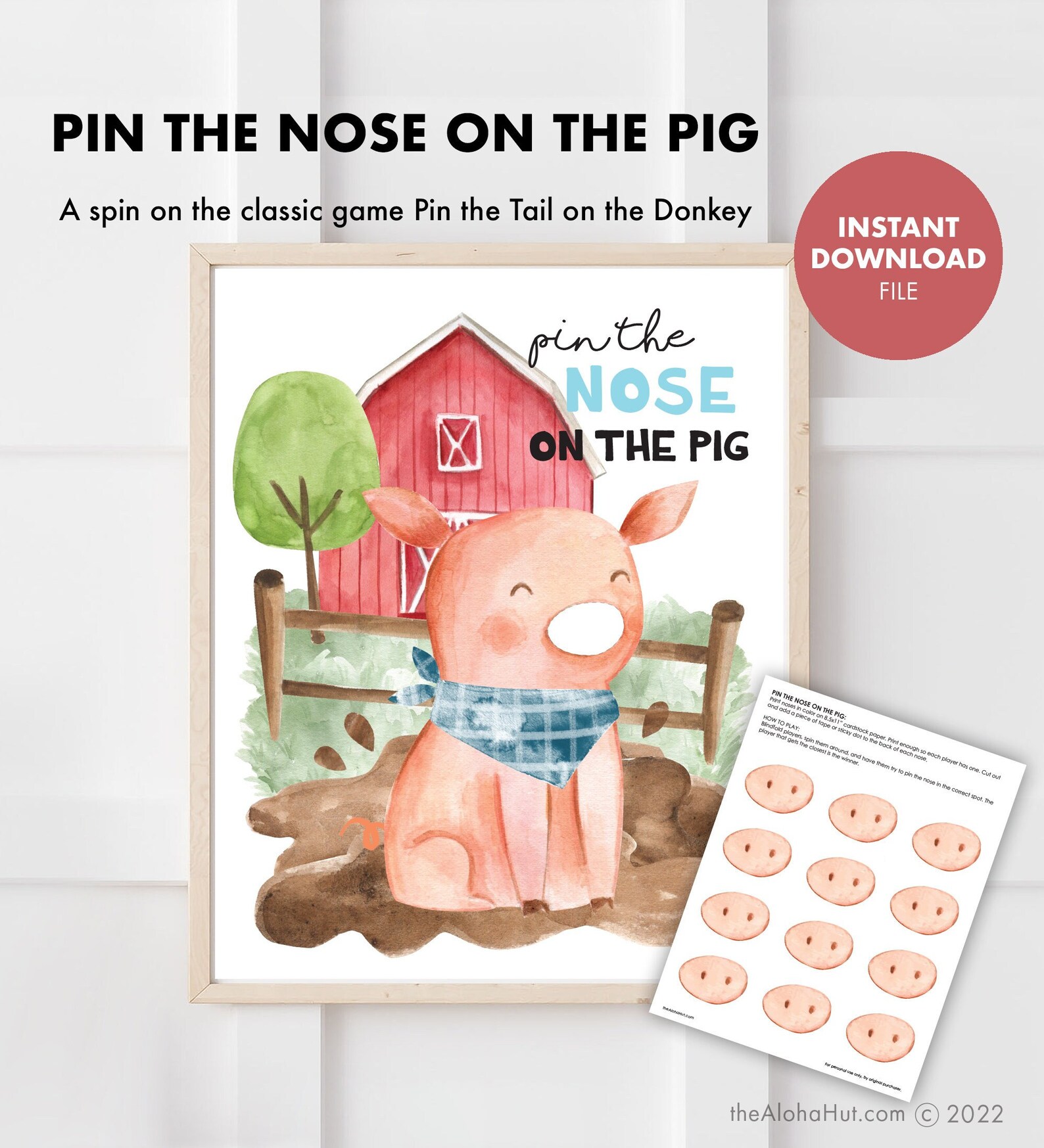 FARM ANIMAL Kids Birthday Party Pin the Tail Game Party Games - Etsy