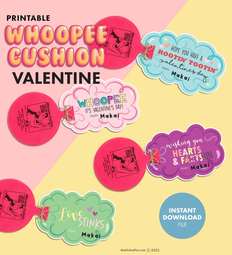 Whoopee Cushion PRINTABLE VALENTINE Label Valentine's Day - Etsy