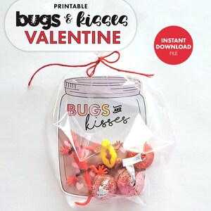 Bugs & Kisses PRINTABLE VALENTINE Valentine's Day Kids Party Classroom ...
