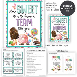 CANDY BUFFET Teacher Appreciation Poster Signs Labels Tags Party ...