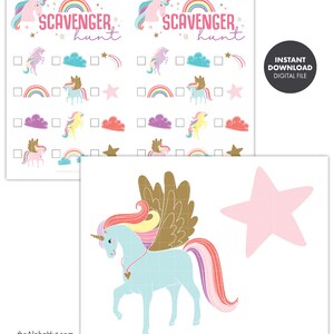 UNICORN Rainbow Birthday PARTY GAME Scavenger Hunt Kids Birthday Party ...