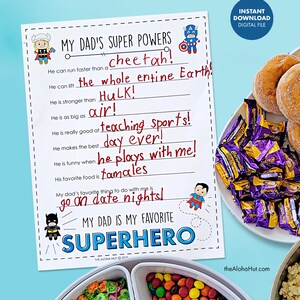 FATHER'S DAY Poster Card Coloring Pages Questionnaire SUPERHERO Gift ...