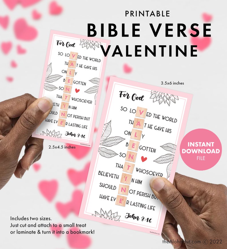 Bible Verse VALENTINE Bookmark PRINTABLE Christian Religious - Etsy