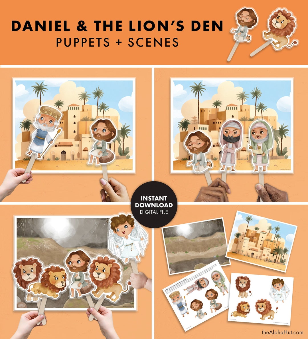 DANIEL and the LIONS' DEN Bible Story Puppets & Scenes Kids Activity ...