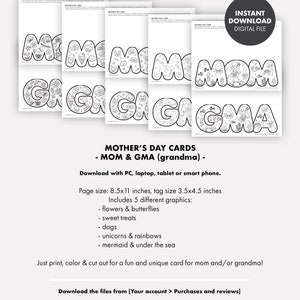 MOTHER'S DAY Card Mom Grandma Kids Craft Activity Digital Spring ...