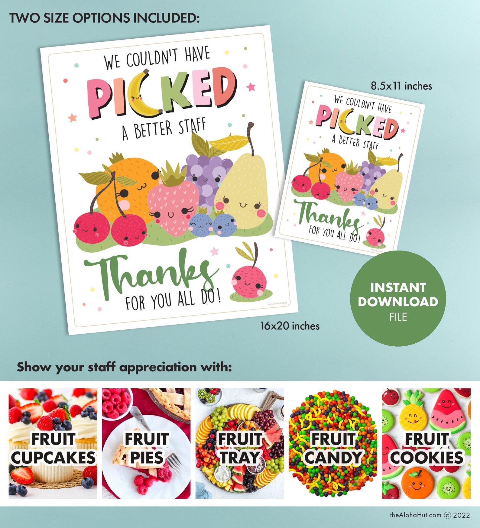 Fruit TEACHER APPRECIATION Idea Sign Poster Thank You Staff - Etsy