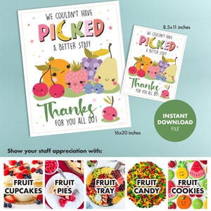 Fruit TEACHER APPRECIATION Idea Sign Poster Thank You Staff - Etsy