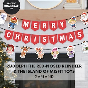 RUDOLPH CHRISTMAS Garland Banner Digital Download Printable Party ...