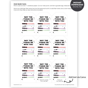 STAR WARS LIGHTSABER Party Favor Tags Birthday Decorations Decor ...