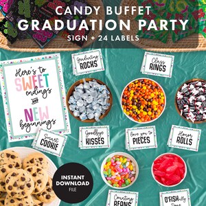 GRADUATION Party Pack CANDY BUFFET Labels Signs Decor Decoration Grad ...