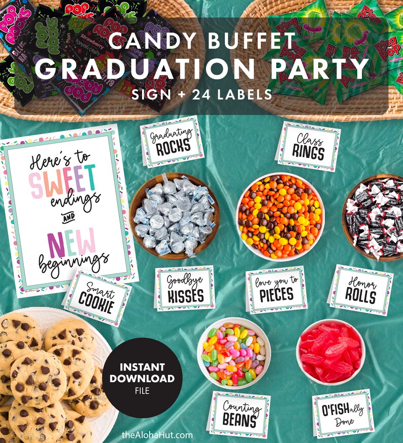 GRADUATION Party Pack CANDY BUFFET Labels Signs Decor - Etsy