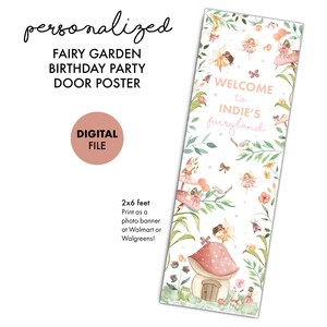 CUSTOM Fairy Garden Kids Birthday Party Sign Door Poster Decoration ...