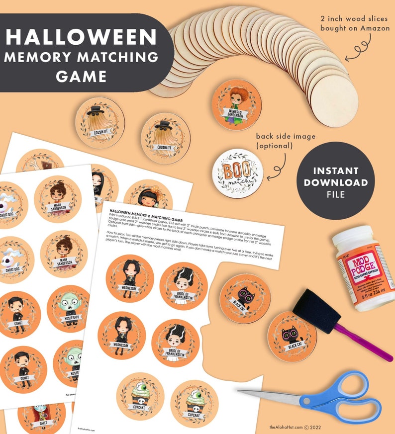 HALLOWEEN Kids Party Game MEMORY MATCH Printable Digital - Etsy