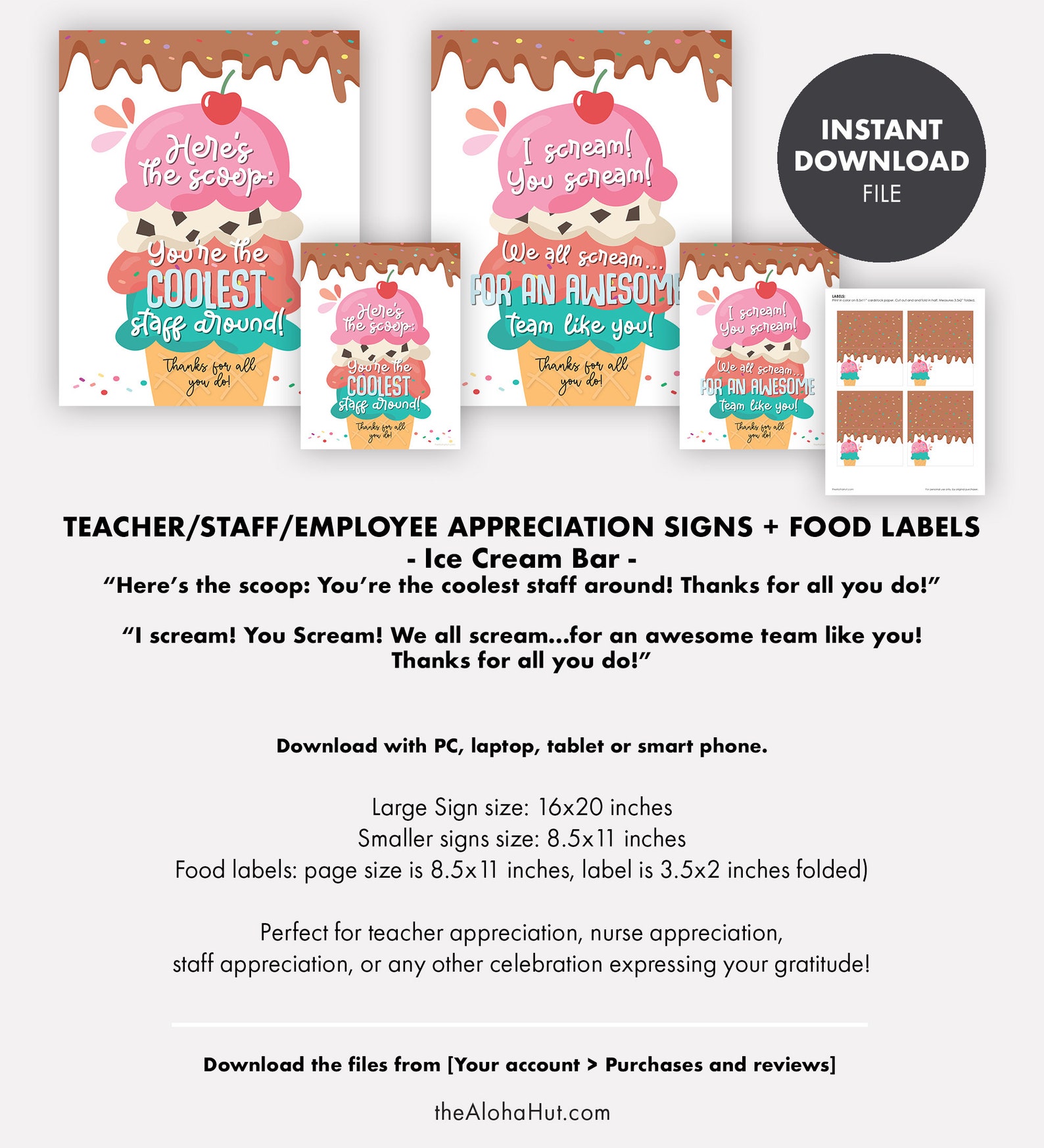 Ice Cream TEACHER APPRECIATION Poster Party Staff Appreciation - Etsy