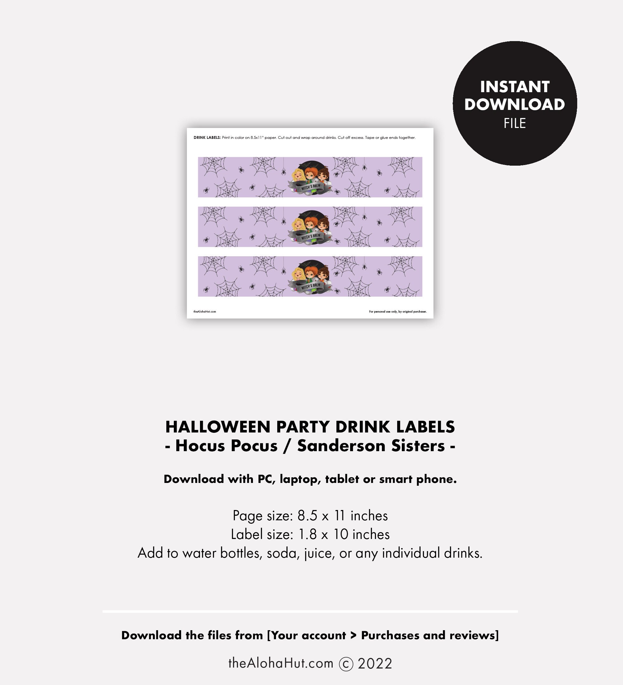 HOCUS POCUS Halloween Drink Labels Kids Party Decorations - Etsy Canada