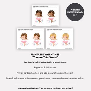 You Are Tutu Sweet PRINTABLE Non-candy VALENTINE Ballerina Valentine's ...