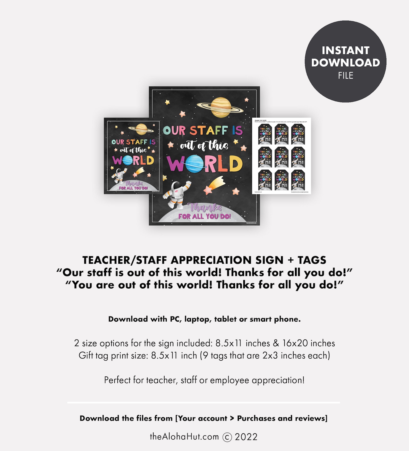 Galaxy Themed TEACHER APPRECIATION Thank You Tags Sign Poster - Etsy