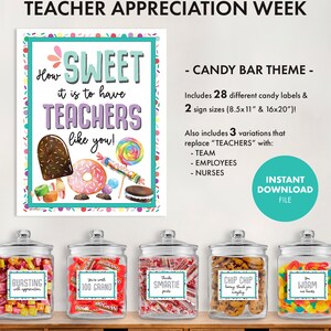 CANDY BUFFET Teacher Appreciation Poster Signs Labels Tags Party ...