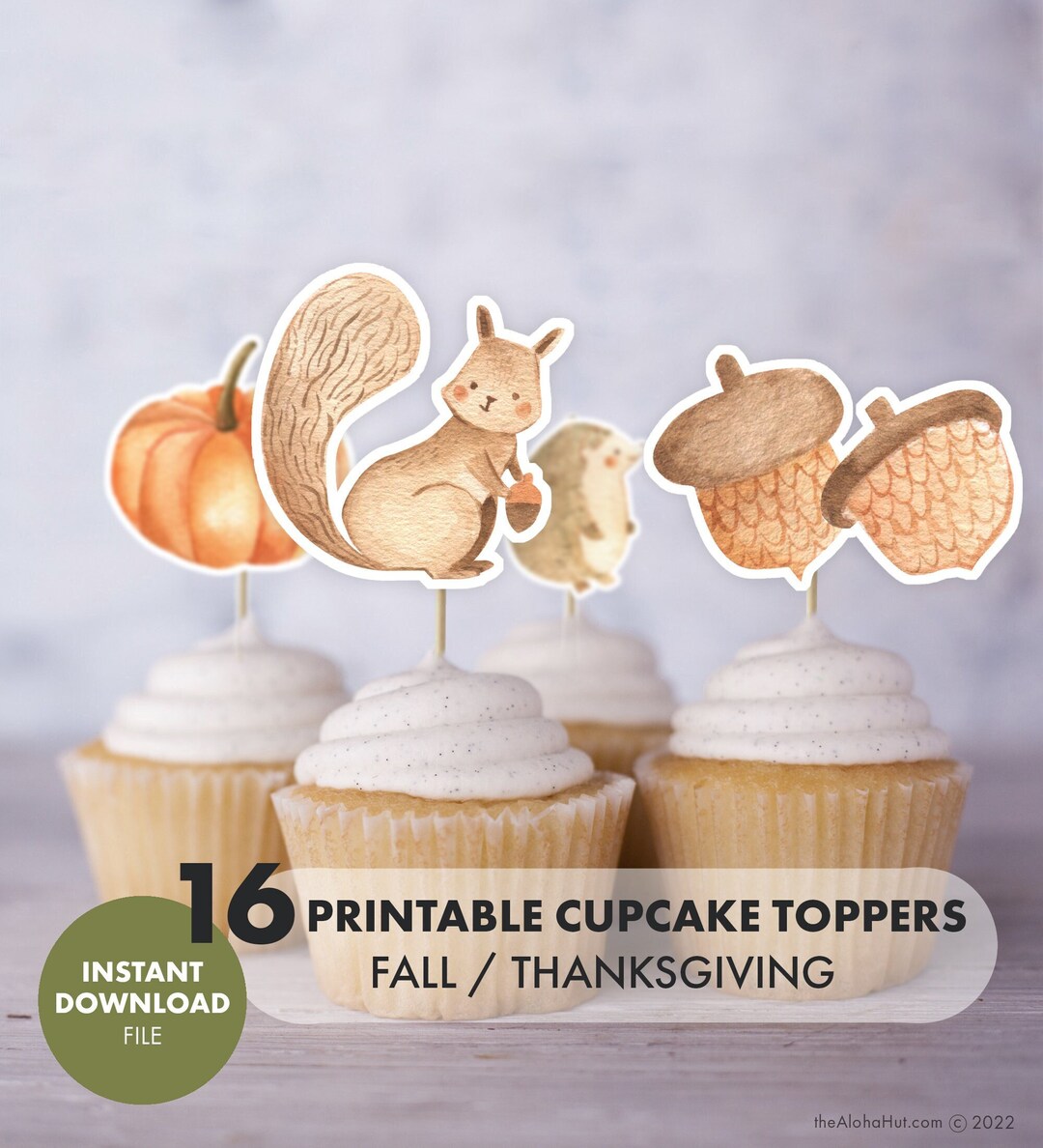 FALL THANKSGIVING Cupcake Cake Toppers Mini Pie Digital - Etsy