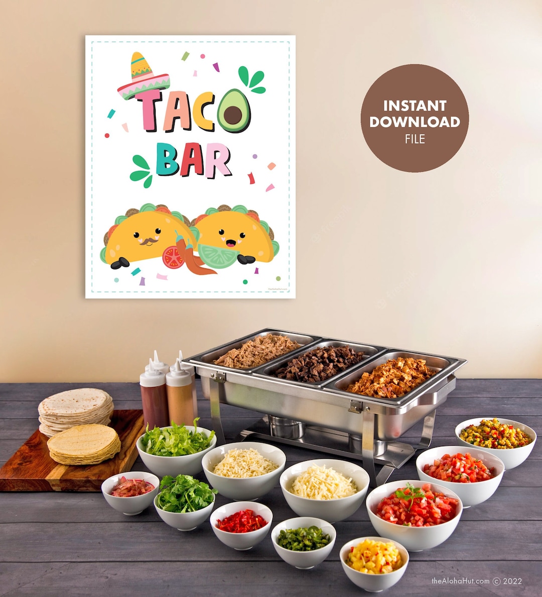 TACO BAR Sign Poster Fiesta Party Teacher Appreciation Printable ...