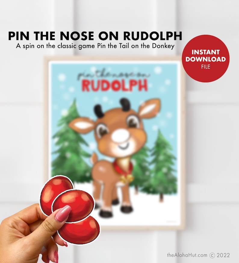 CHRISTMAS Party Game Pin the Tail Games Printable Pin the Nose - Etsy