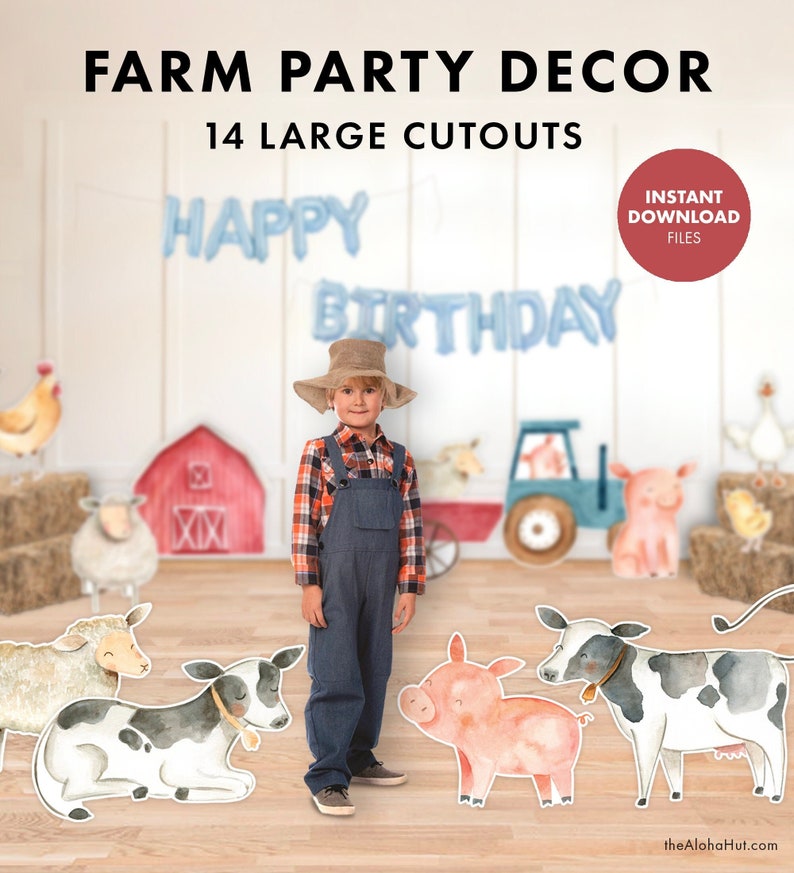 FARM ANIMAL Kids Birthday Party Large Cutout Decor Digital - Etsy