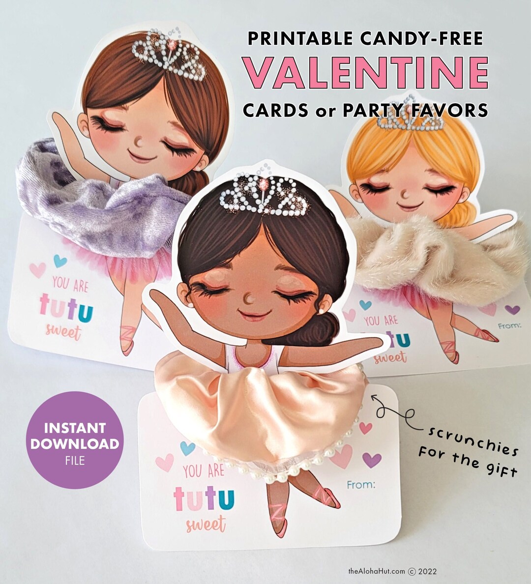 You Are Tutu Sweet PRINTABLE Non-candy VALENTINE Ballerina Valentine's ...