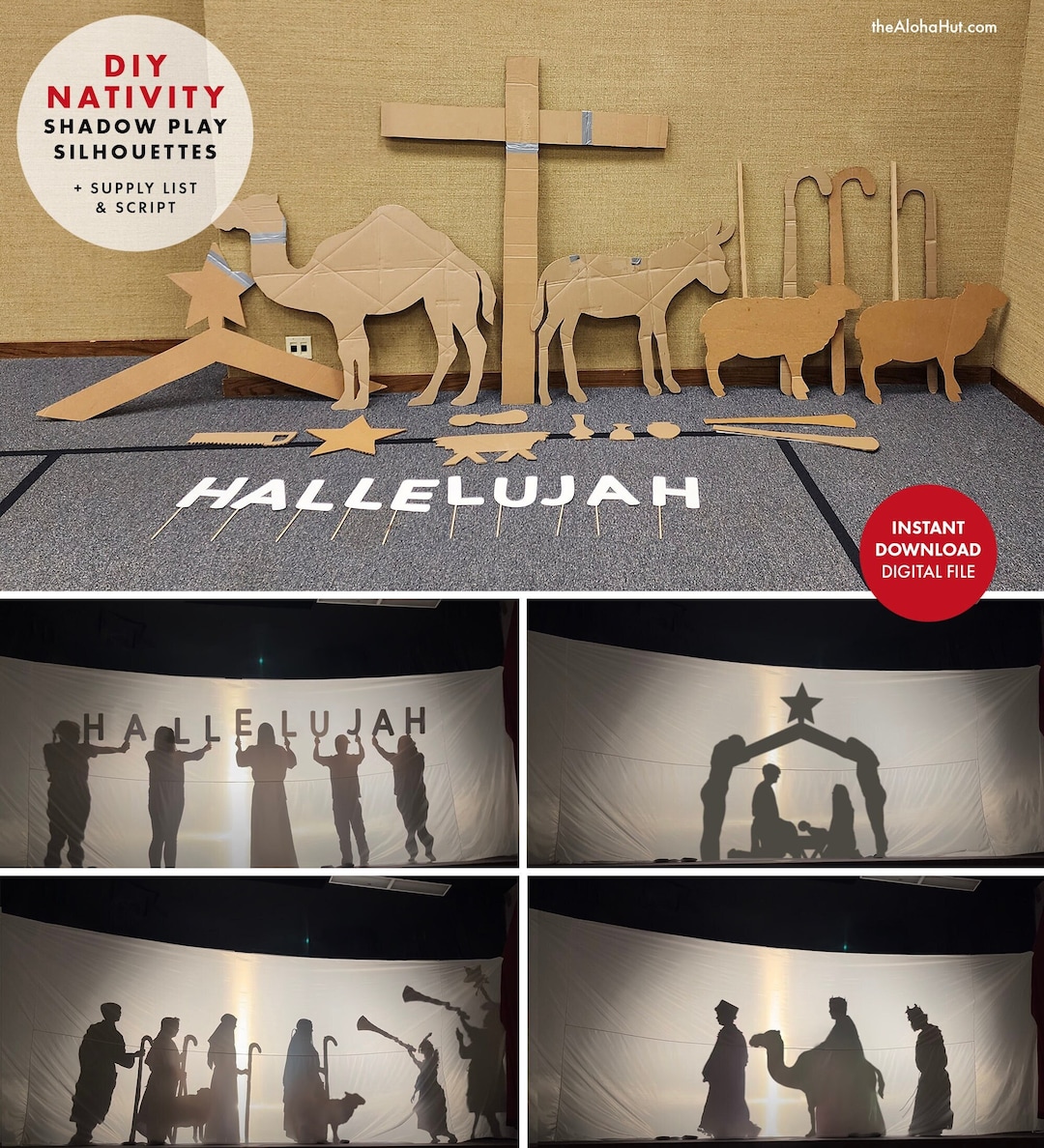 HALLELUJAH NATIVITY Shadow Play Silhouettes Christmas Story Church Ward ...