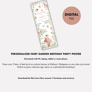 CUSTOM Fairy Garden Kids Birthday Party Sign Door Poster Decoration ...