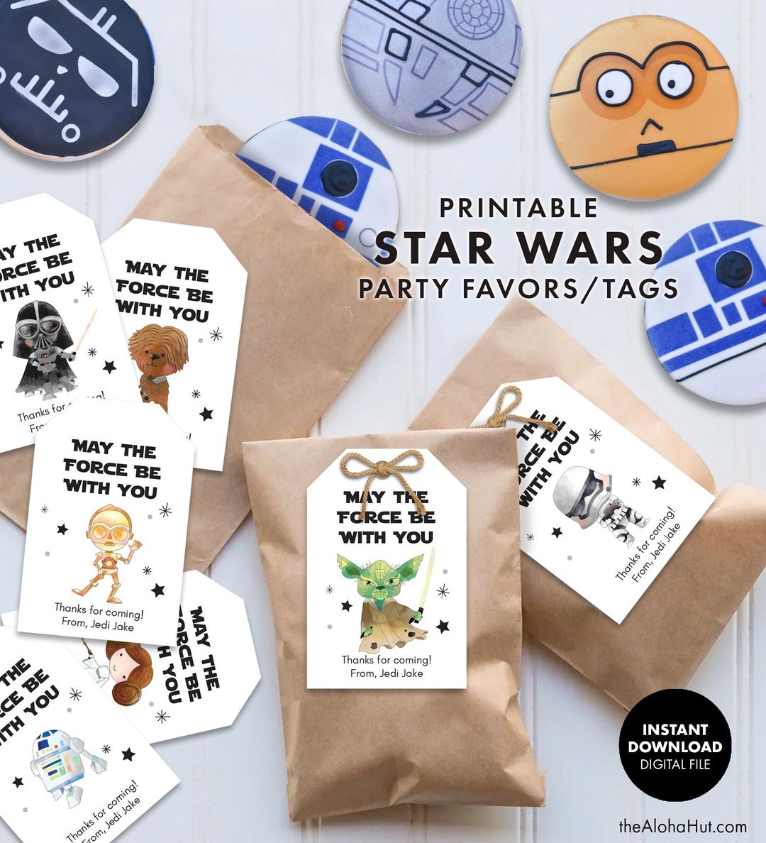 STAR WARS Party Favor Tags Birthday Decorations Decor Instant Digital ...