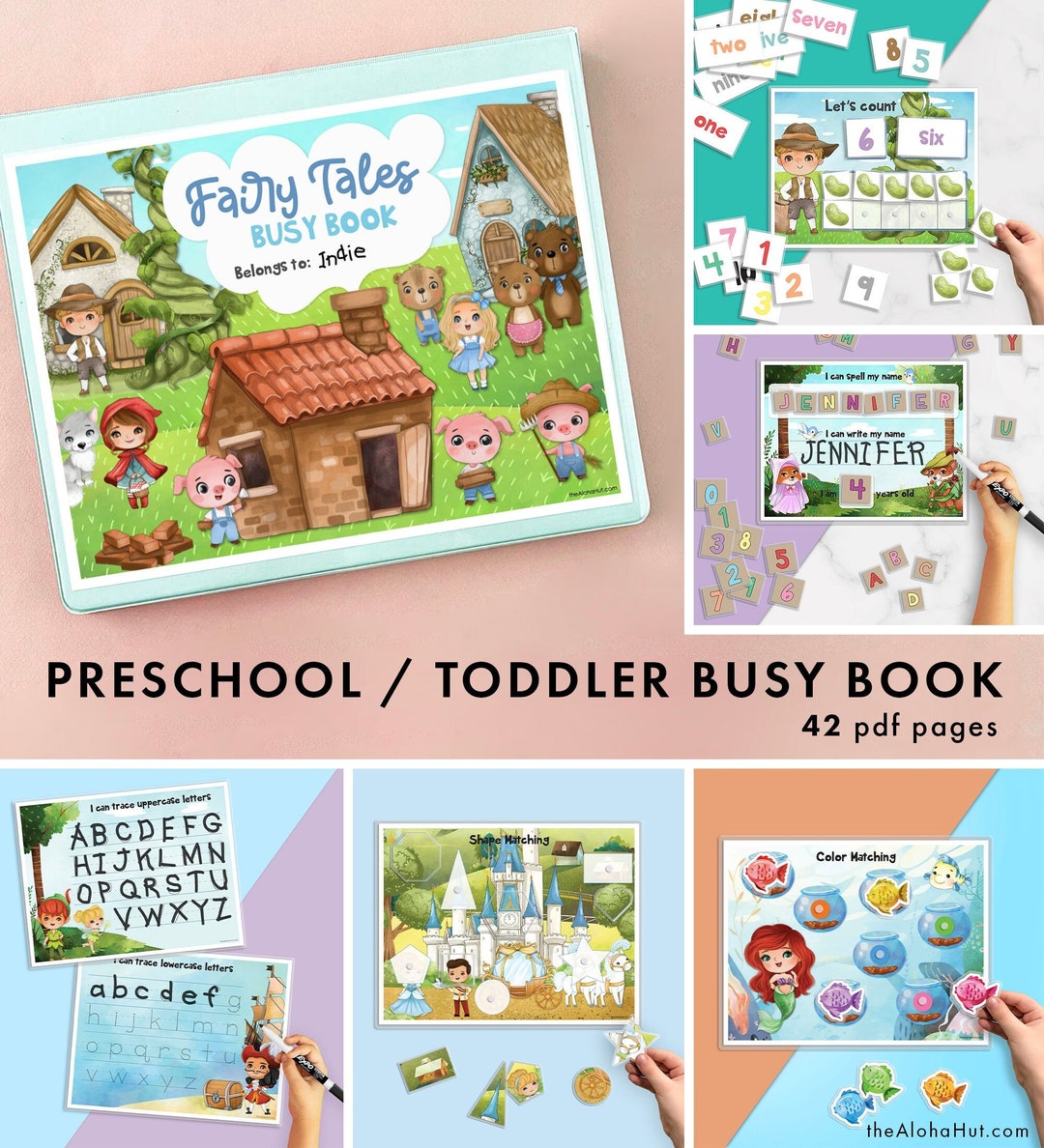 Personalized TODDLER BUSY BOOK Bundle Fairy Tales Printable Preschool ...
