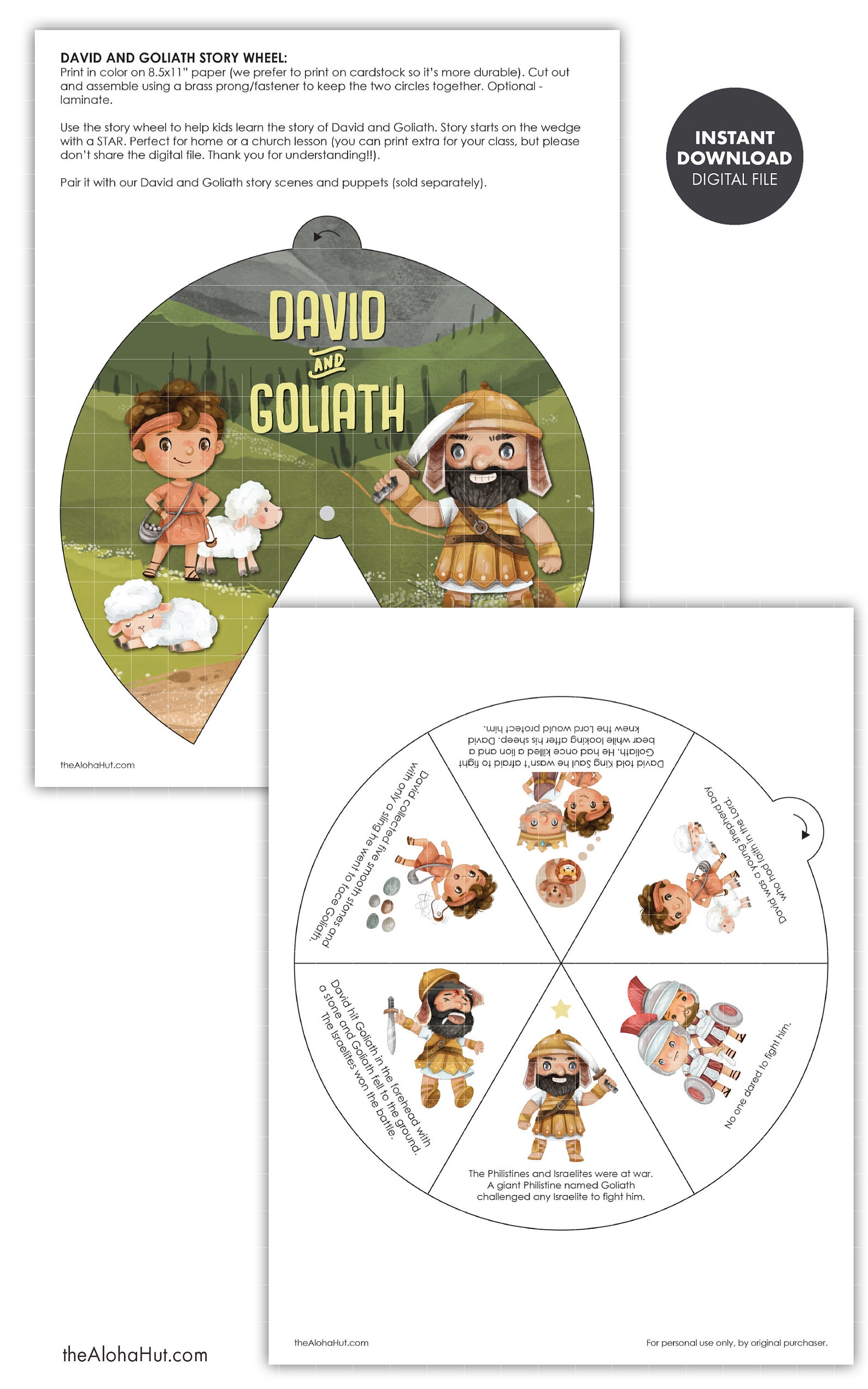 DAVID & GOLIATH Story Wheel PRINTABLE Lesson Kids Activity Religious ...