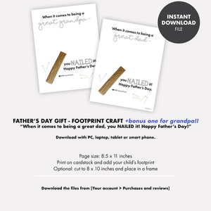 FATHER'S DAY Craft Card Gift Kids Handprint Footprint Craft Art Builder ...