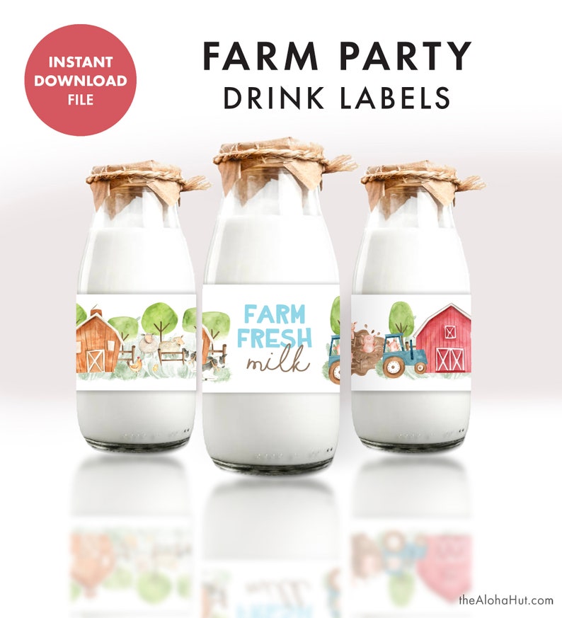 FARM ANIMALS Party Drink Labels Cards Kids Birthday - Etsy