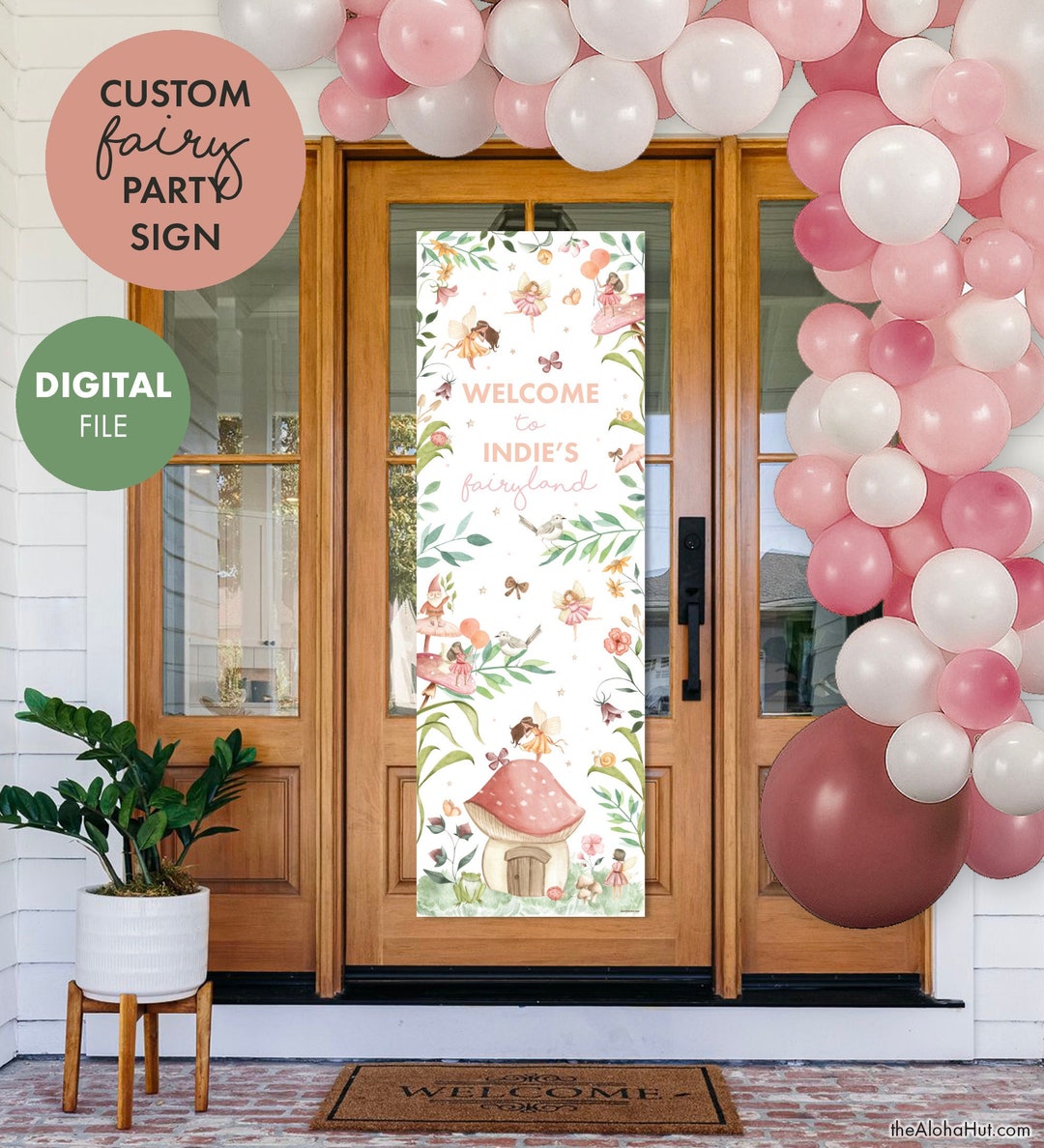 CUSTOM Fairy Garden Kids Birthday Party Sign Door Poster Decoration ...