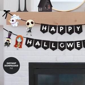 Nightmare Before Christmas Halloween Garland Banner Digital Download ...
