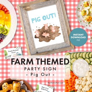 FARM ANIMAL Party Sign Pig Out Food Table Labels Kids Birthday ...