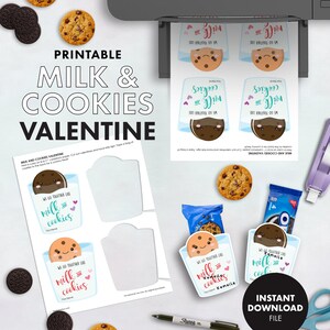 Milk & Cookies PRINTABLE VALENTINE Valentine's Day Kids Party Classroom ...