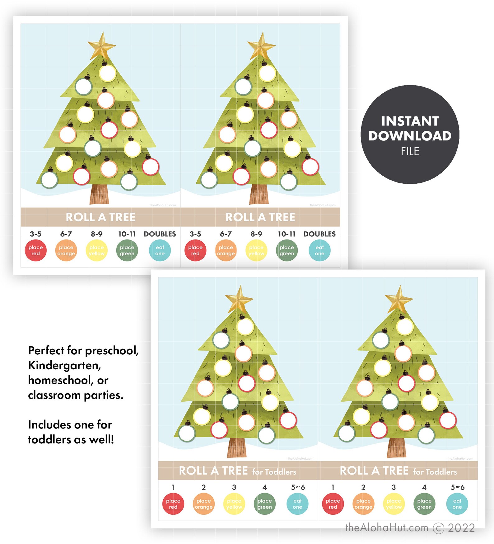 Roll a Dice CHRISTMAS Educational GAME Roll A Tree Kids School - Etsy